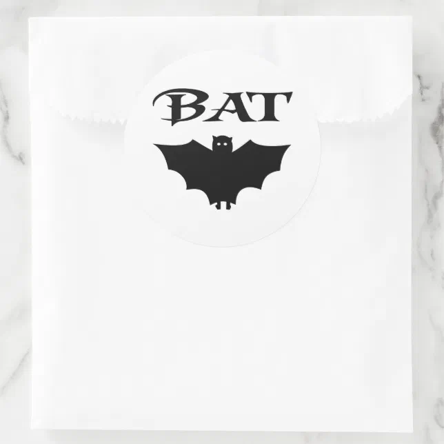 Cute Black And White Bat Halloween Classic Round Sticker | Zazzle