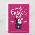 Cute Black And White Bunnies Magenta Easter Party Invitation | Zazzle