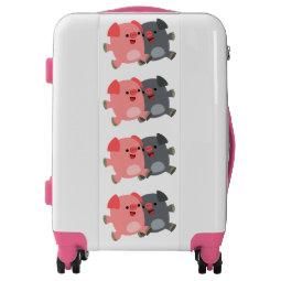Cute Black and White Cartoon Pigs Luggage | Zazzle