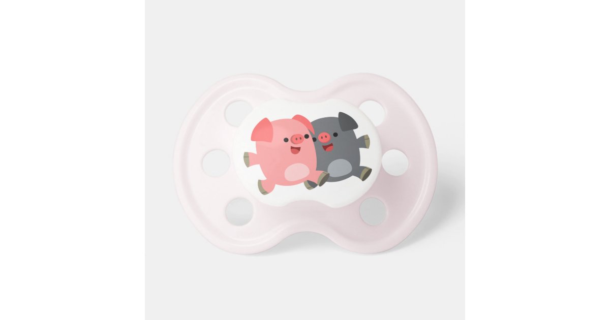 Cute Black and White Cartoon Pigs Pacifier | Zazzle