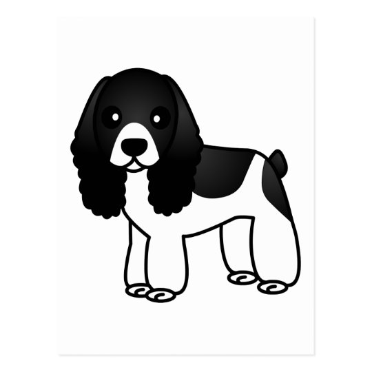 Cute Black and White Cocker Spaniel Cartoon Postcard | Zazzle.com