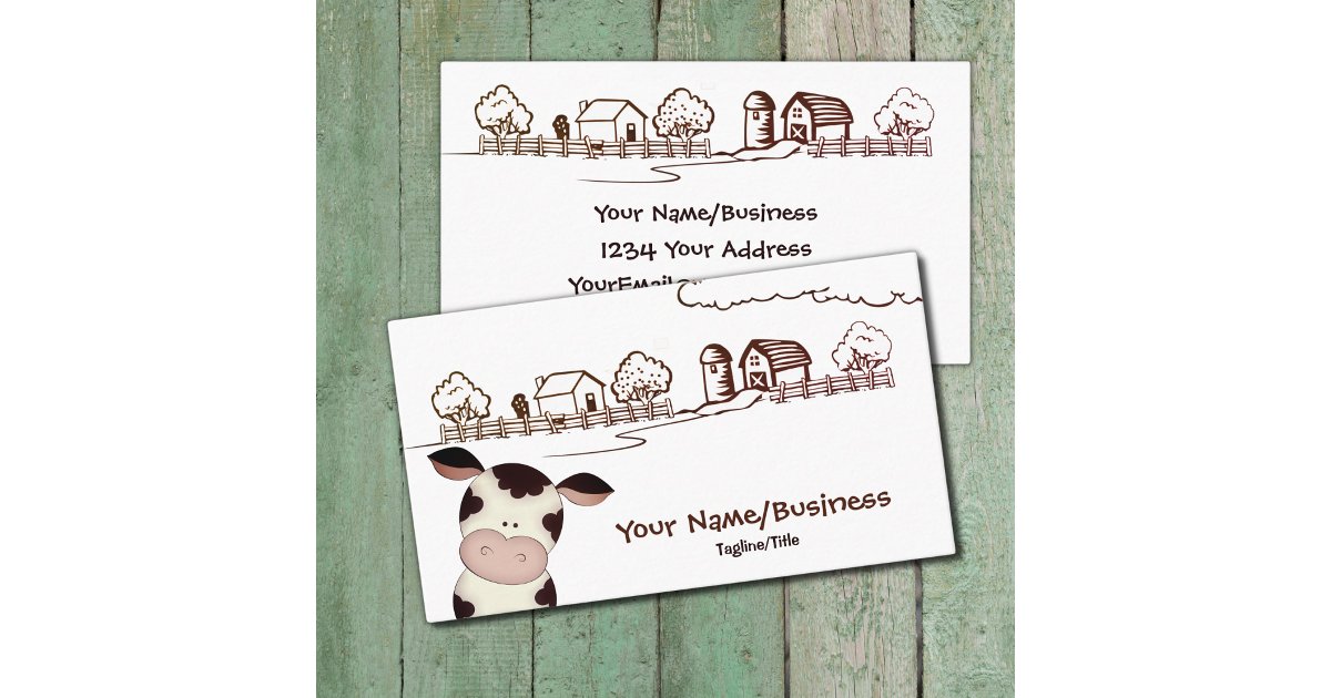 Cute Black and White Cow Barnyard Farm Business Card | Zazzle