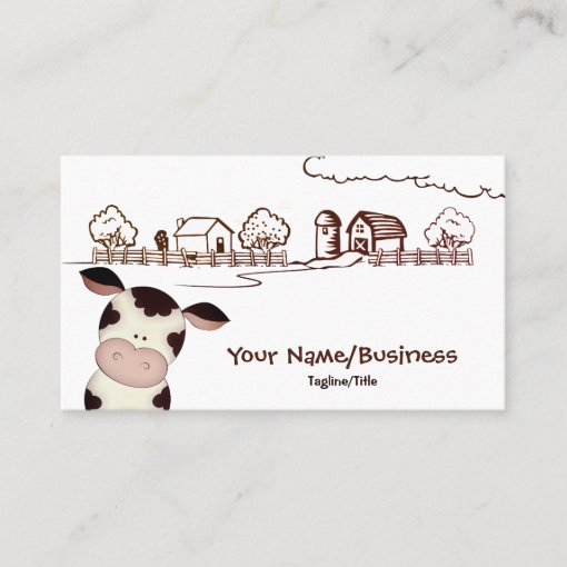 Cute Black and White Cow Barnyard Farm Business Card | Zazzle
