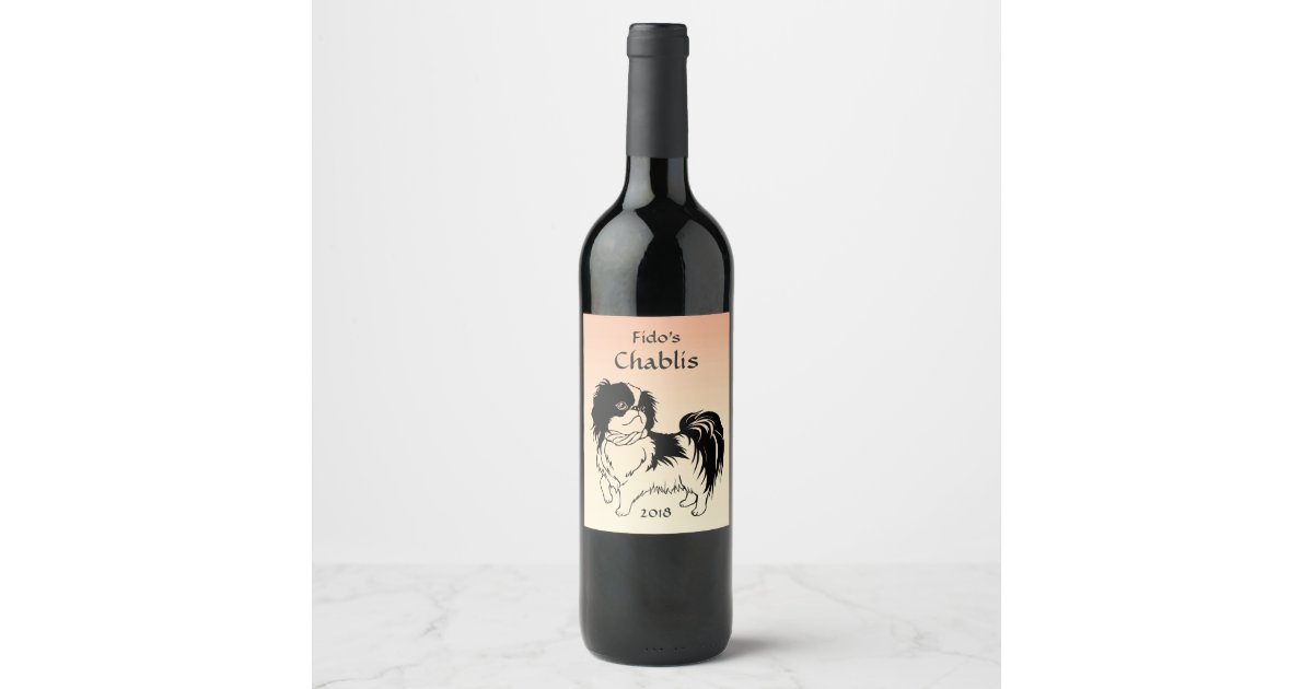 Cute Black and White Dog Orange Wine Label | Zazzle