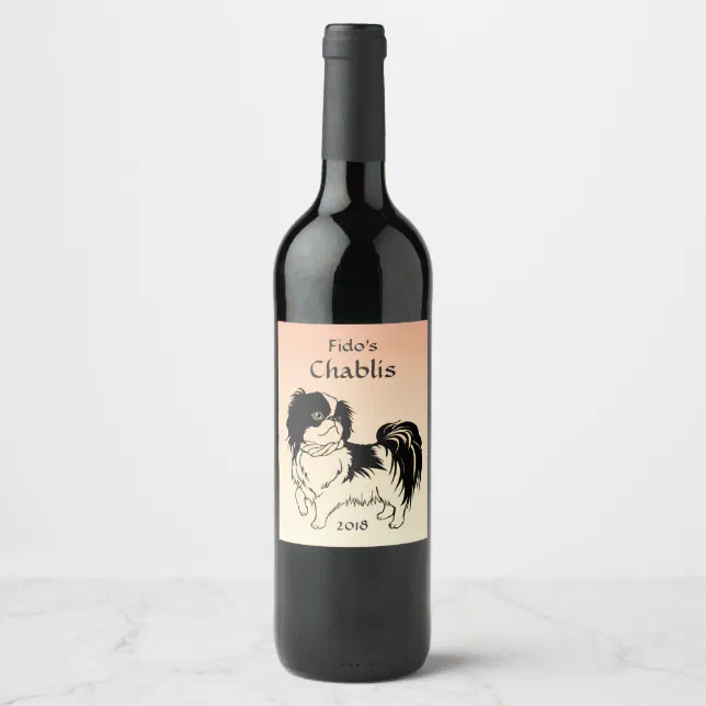 Cute Black and White Dog Orange Wine Label | Zazzle