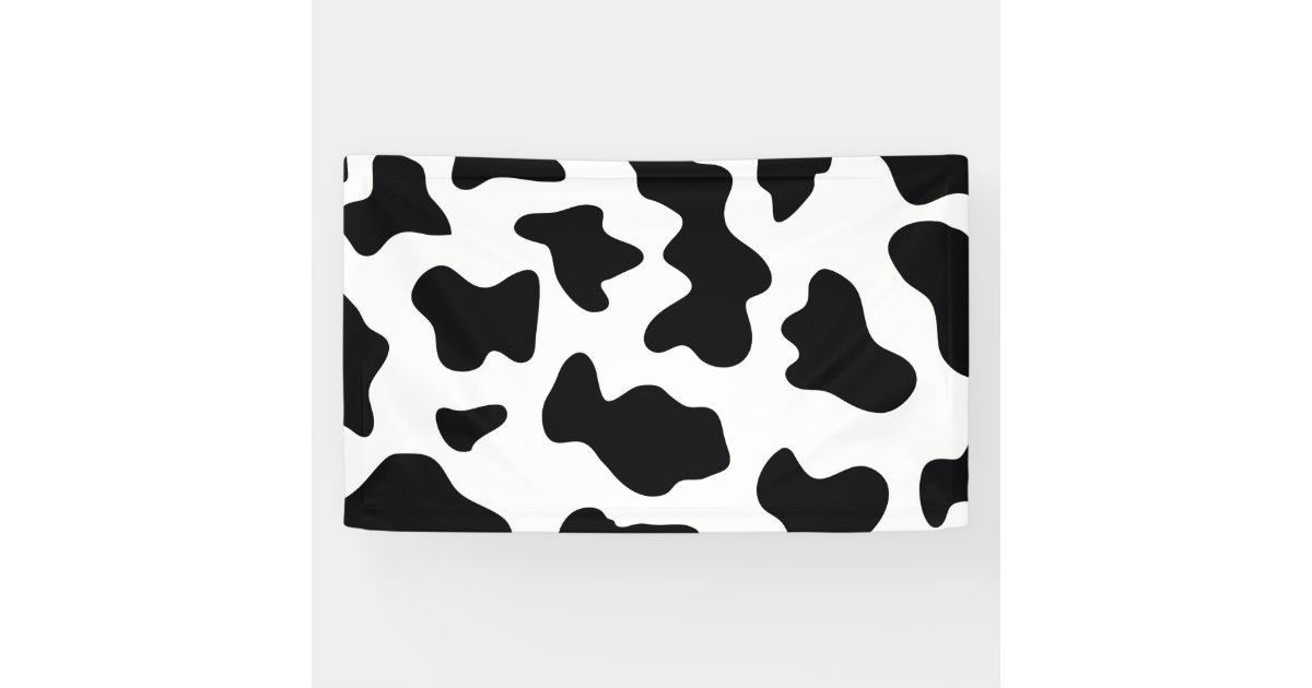 cute black and white farm dairy cow print banner | Zazzle