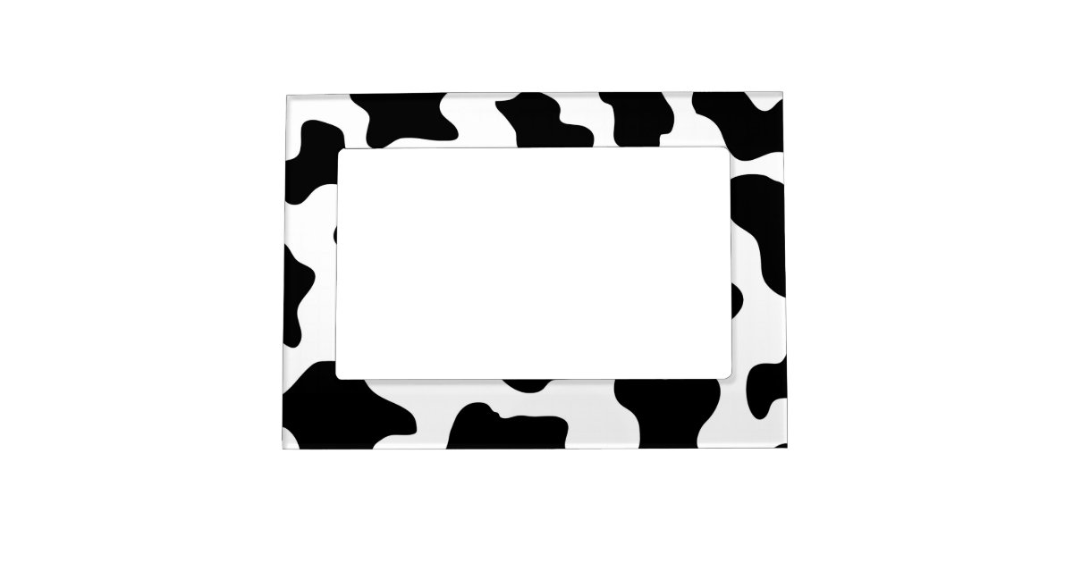 cute black and white farm dairy cow print magnetic frame | Zazzle