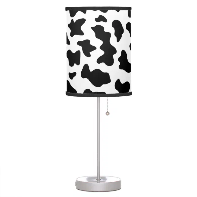 cute black and white farm dairy cow print table lamp | Zazzle