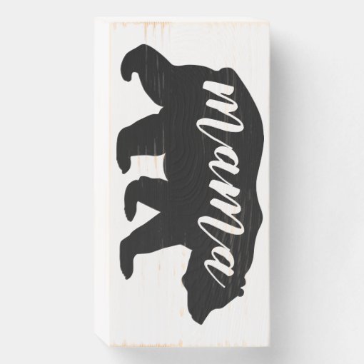 Cute Black and White Mama Bear Wooden Box Sign | Zazzle