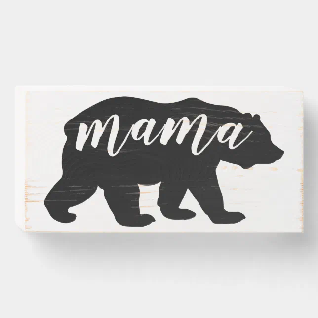 Cute Black and White Mama Bear Wooden Box Sign | Zazzle