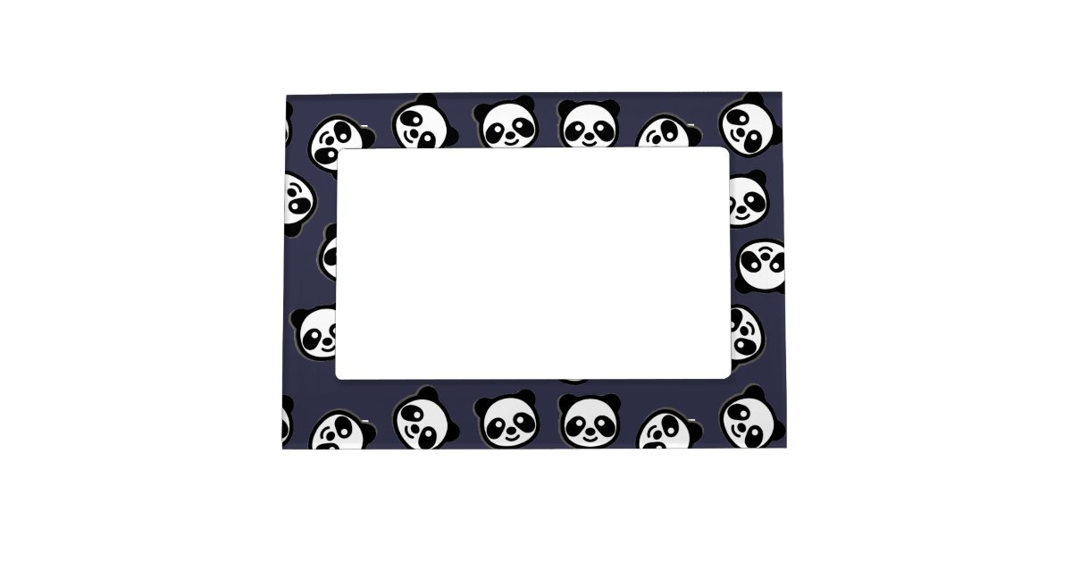 Cute Black and White Panda Cartoon Pattern Magnetic Photo Frame | Zazzle