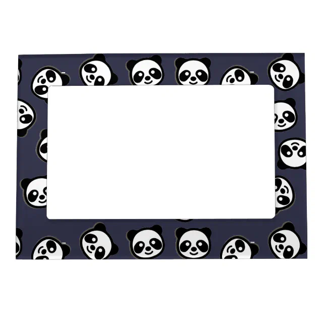 Cute Black and White Panda Cartoon Pattern Magnetic Photo Frame | Zazzle