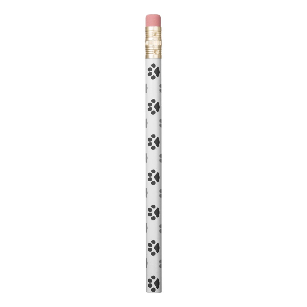 Cute Black And White Paw Prints Pattern Pencil | Zazzle