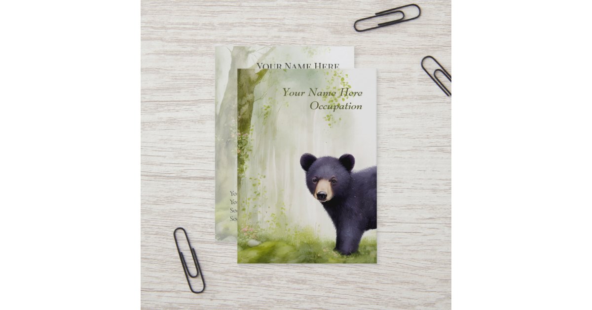 Cute Black Bear Cub Business Card | Zazzle