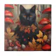Cute Black Cat in Autumn Forest Ceramic Tile | Zazzle
