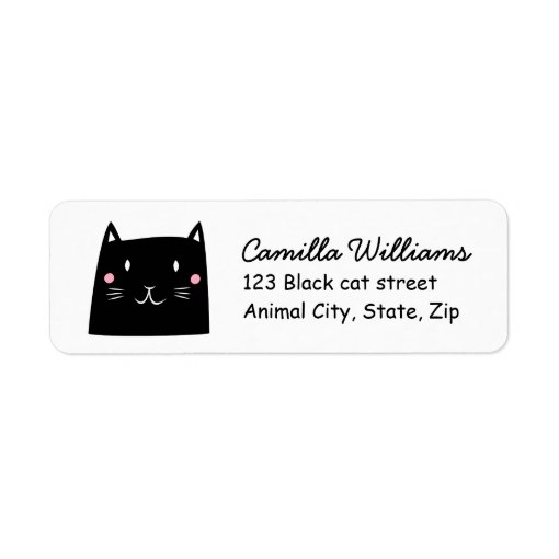 Cute black cat return address label | Zazzle