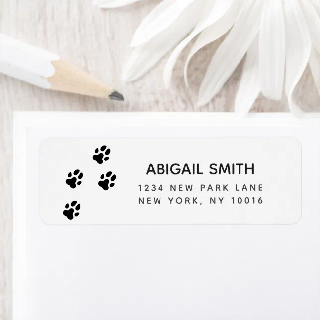 Cute Black Dog Paw Prints Label | Zazzle