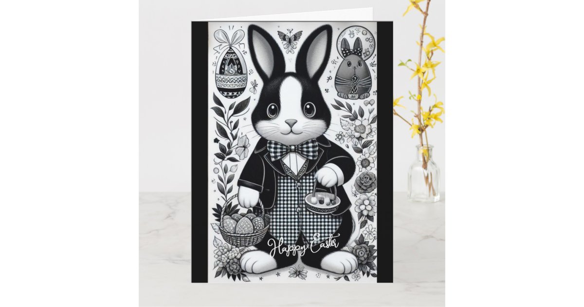 Cute Black Easter Bunny Card | Zazzle