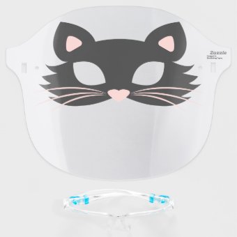 Cute Black Kitty Cat Character Halloween Face Shield | Zazzle