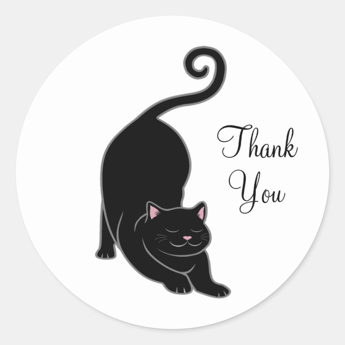 Cute black kitty cat Thank You Classic Round Sticker | Zazzle.com