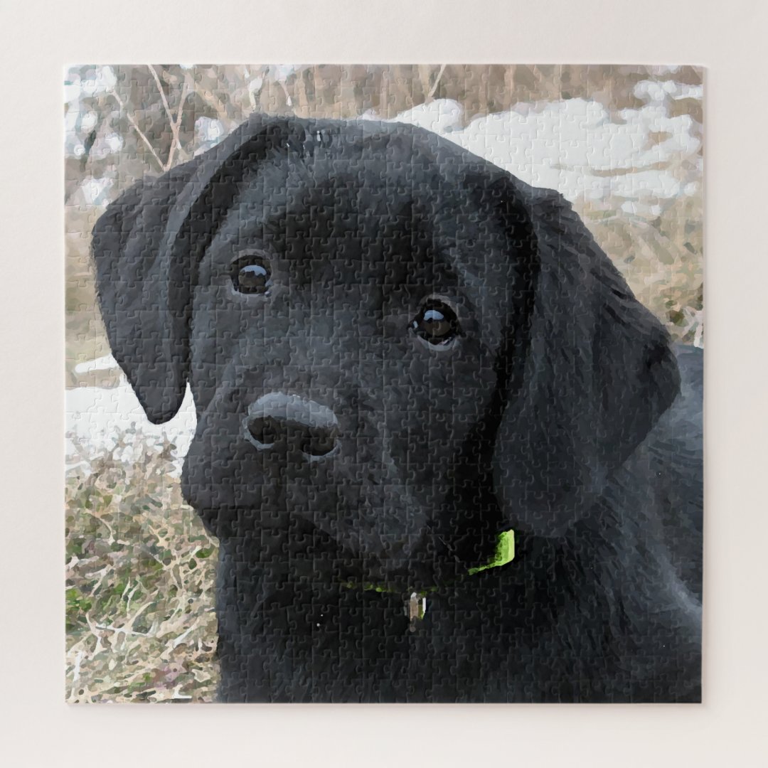 Cute Black Lab Dog Black Labrador Retriever Jigsaw Puzzle | Zazzle