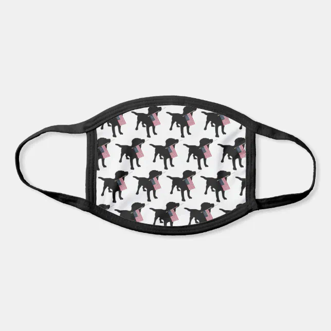 Cute Black Lab Dog Holding USA American Flag Face Mask | Zazzle