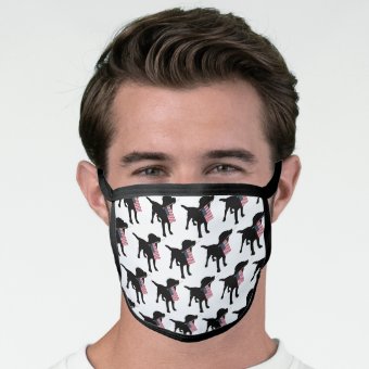 Cute Black Lab Dog Holding USA American Flag Face Mask | Zazzle