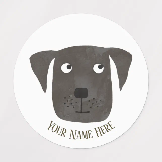 Cute Black Labrador Retriever Dog Custom Name Labels | Zazzle
