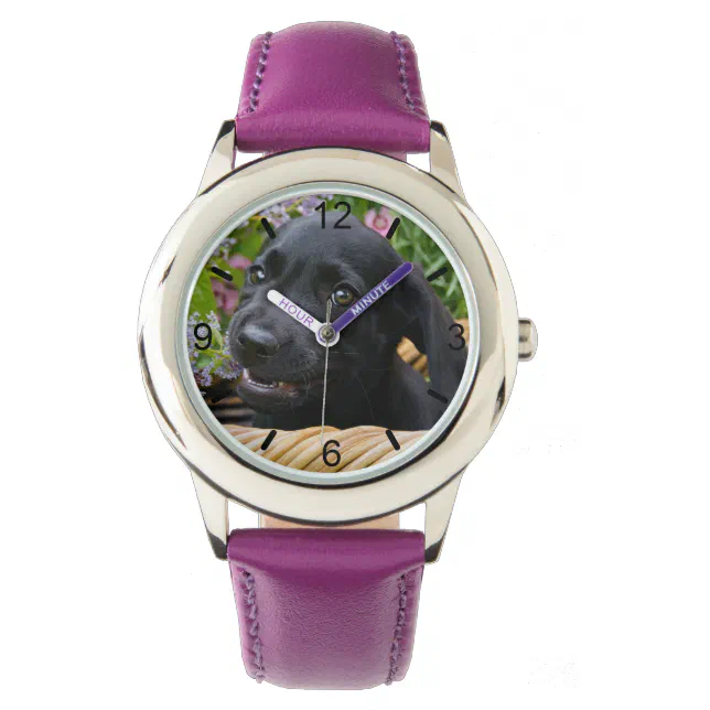 Cute Black Labrador Retriever Dog Puppy dial-plate Watch | Zazzle