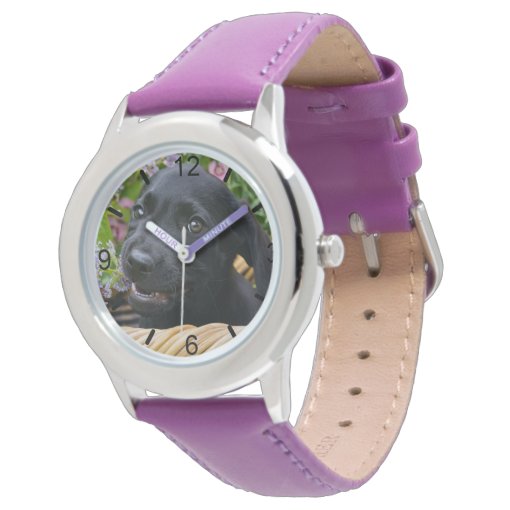 Cute Black Labrador Retriever Dog Puppy dial-plate Watch | Zazzle