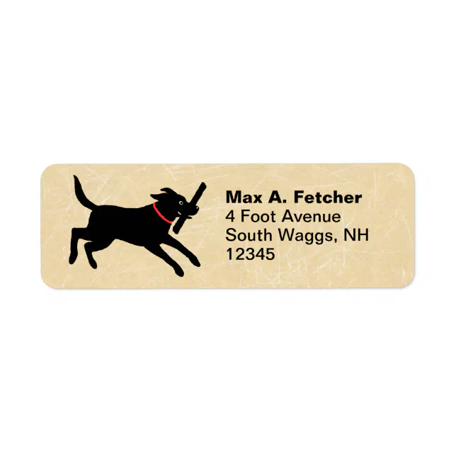 Cute Black Labrador Retriever Running | Fun Dog Label | Zazzle