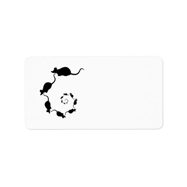 Cute Black Mouse Design. Spiral of Mice. Label | Zazzle