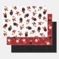 Cute Black Santa Party Pattern Collection Wrapping Paper Sheets | Zazzle
