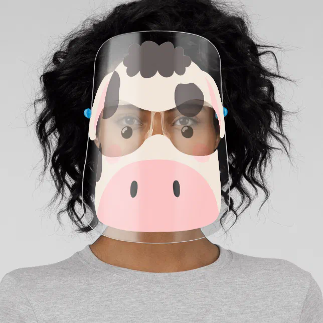 Cute Black White Cow Reusable Washable Face Shield | Zazzle