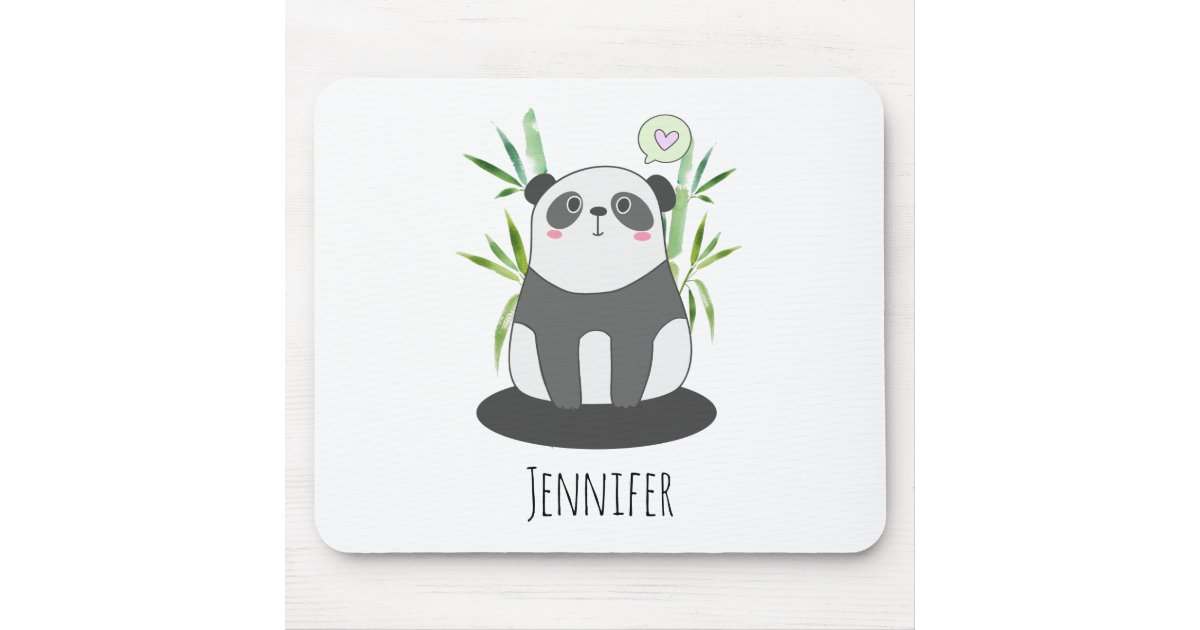 Cute Black & White Panda in Bamboo Mouse Pad | Zazzle