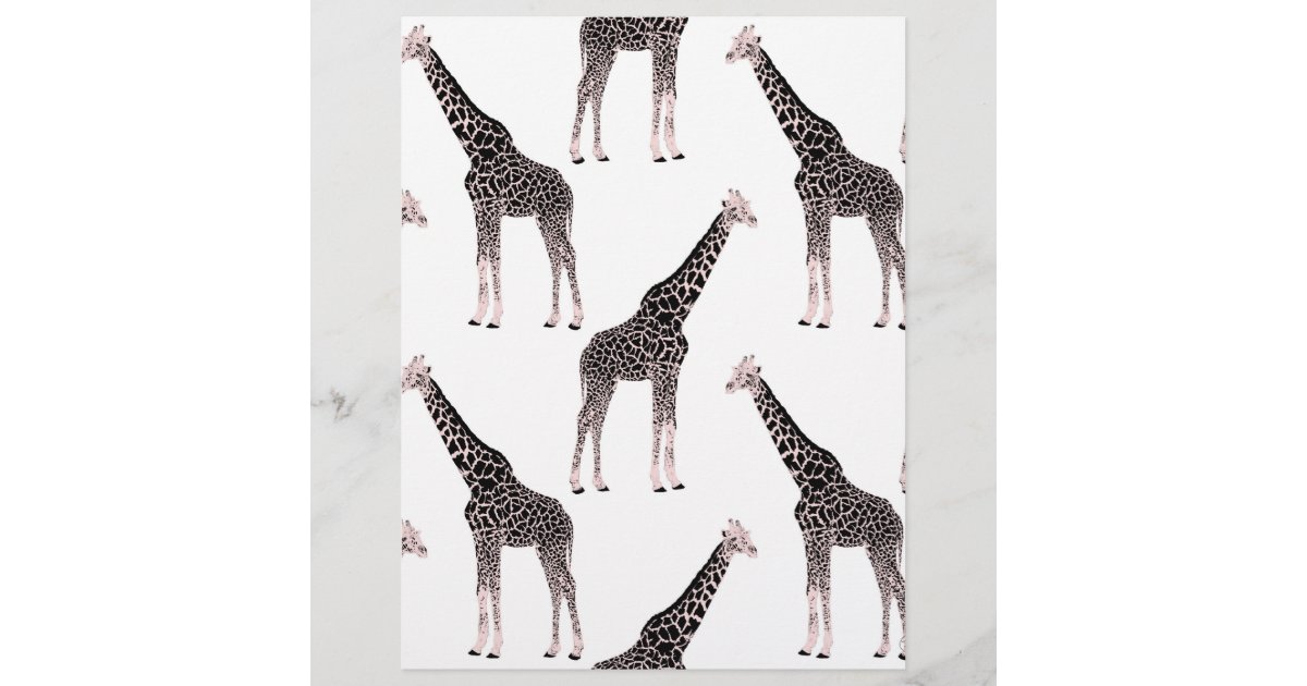 Cute Black White Pink Giraffe Letterhead | Zazzle
