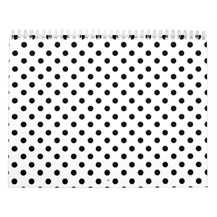 Cute Black White Polka Dots Pattern Calendar | Zazzle