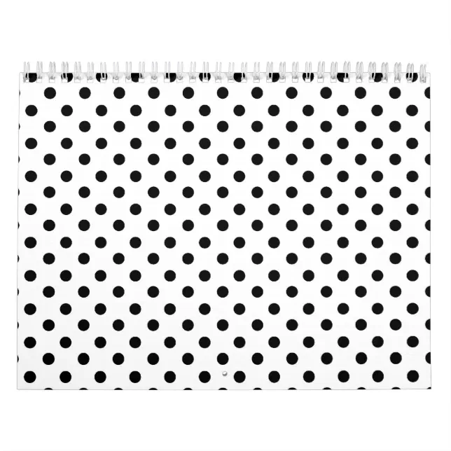 Cute Black White Polka Dots Pattern Calendar | Zazzle