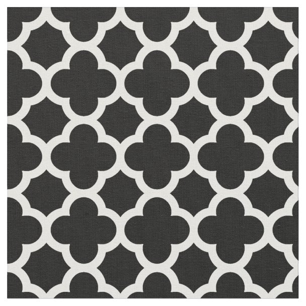 Chic Black and White Trellis Lattice Pattern Fabric | Zazzle.com
