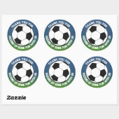 Cute Black White Soccer Football Theme Birthday Classic Round Sticker ...