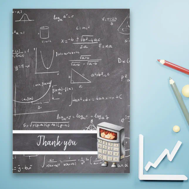 Cute Blackboard Math Equations Kids Thank You Card | Zazzle