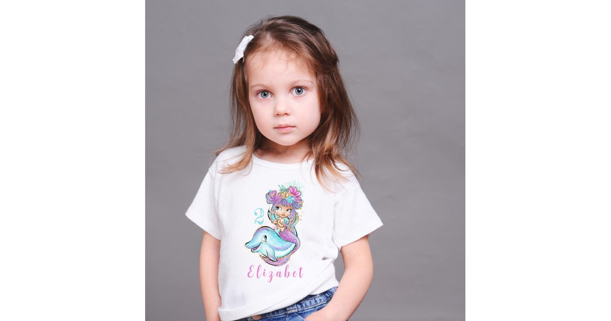Cute Blond Mermaid with Dolphin Birthday T-Shirt | Zazzle