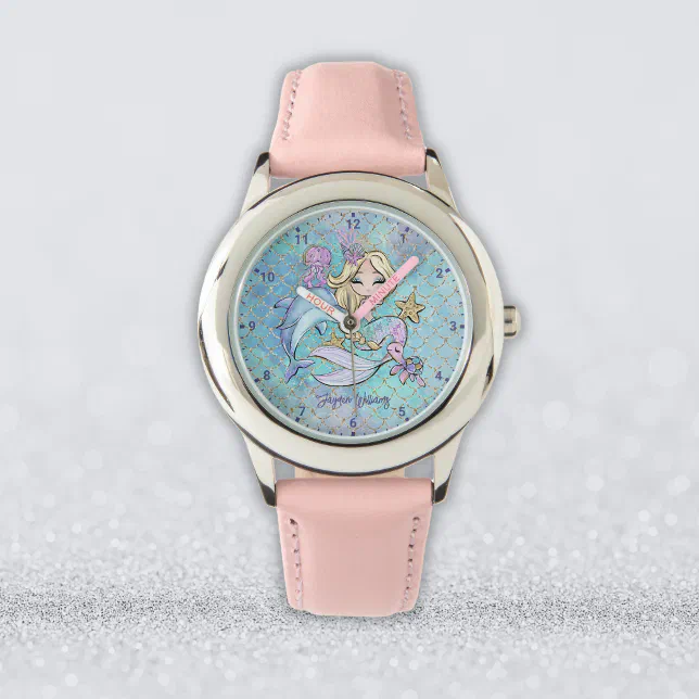 Cute Blonde Mermaid Personalized Girl Watch | Zazzle