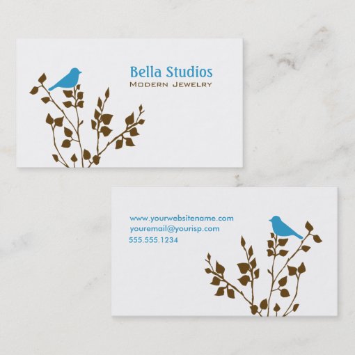 Cute Blue and Brown Bird Business Card | Zazzle
