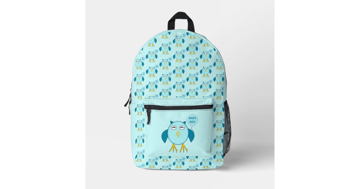 Cute Blue Baby Boy Owl Printed Backpack | Zazzle