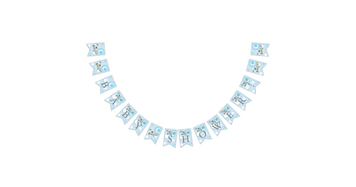 Cute Blue Baby Owls Baby Shower Bunting Flags | Zazzle