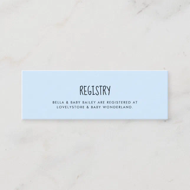 Cute blue Baby shower registry card insert | Zazzle