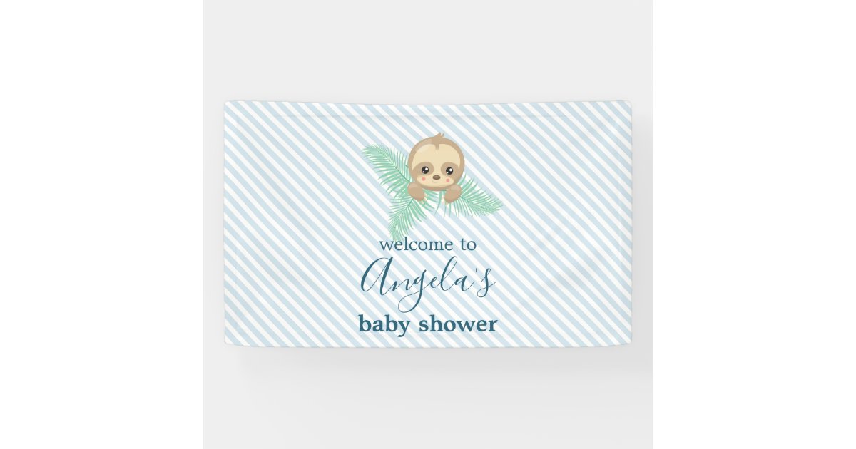 Cute Blue Baby Sloth Baby Shower Banner | Zazzle