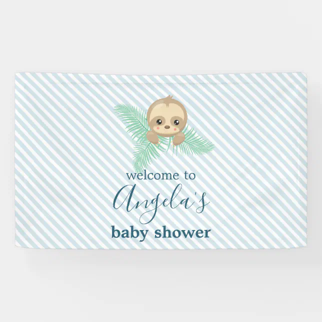 Cute Blue Baby Sloth Baby Shower Banner | Zazzle