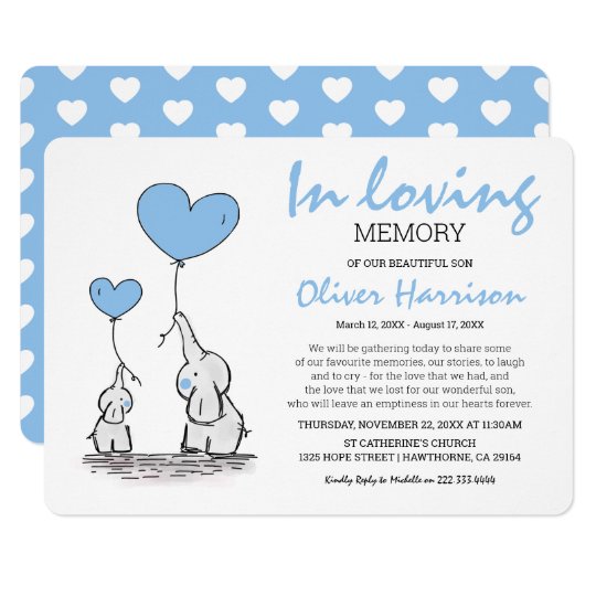 Cute Blue Children's In Loving Memory Funeral Invitation | Zazzle.com
